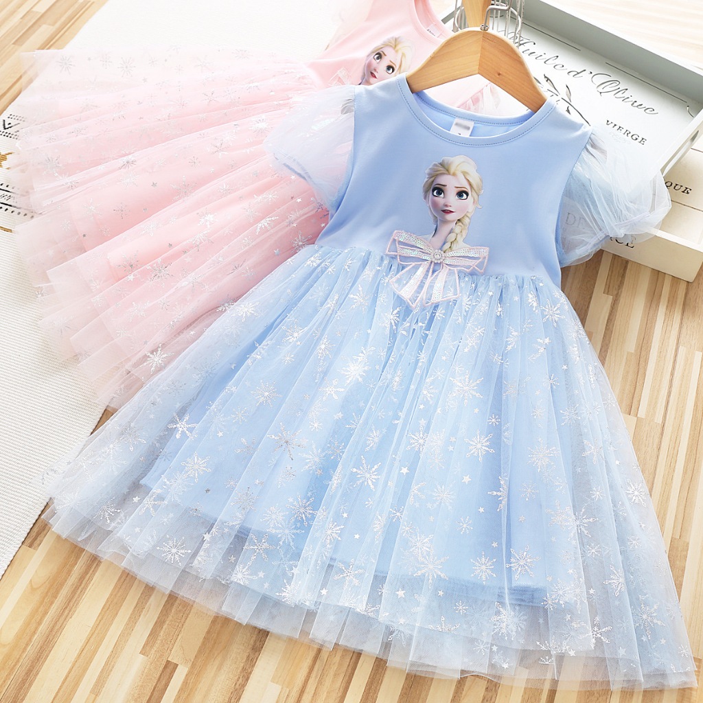 Váy bé gái Elsa, đầm công chúa disney lưới thun cotton thoáng mát cho ...