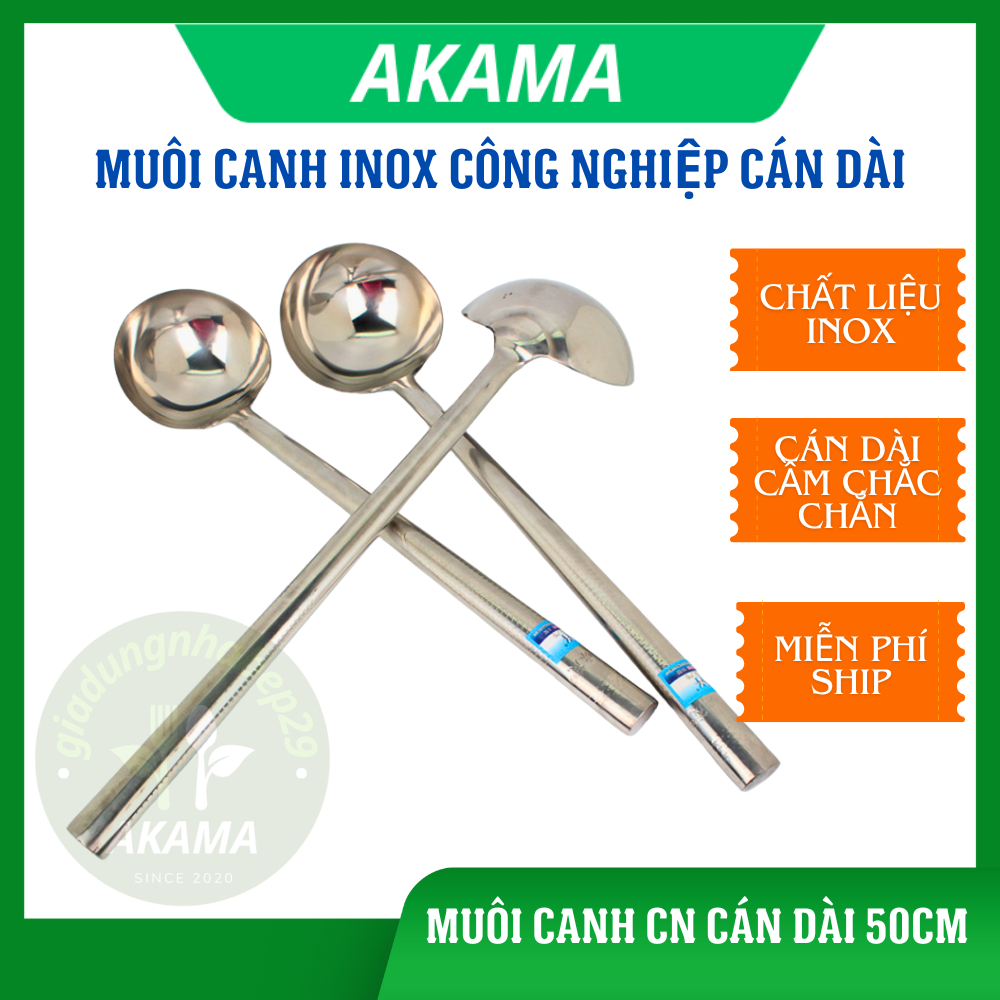 Muôi canh inox công nghiệp cán dài - vá múc canh, thìa chan canh dài ...