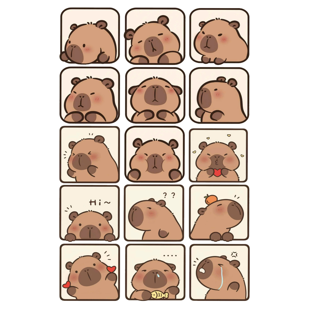 Set sticker Capybara chill dễ thương | Dán sổ tay, laptop, quà tặng ...