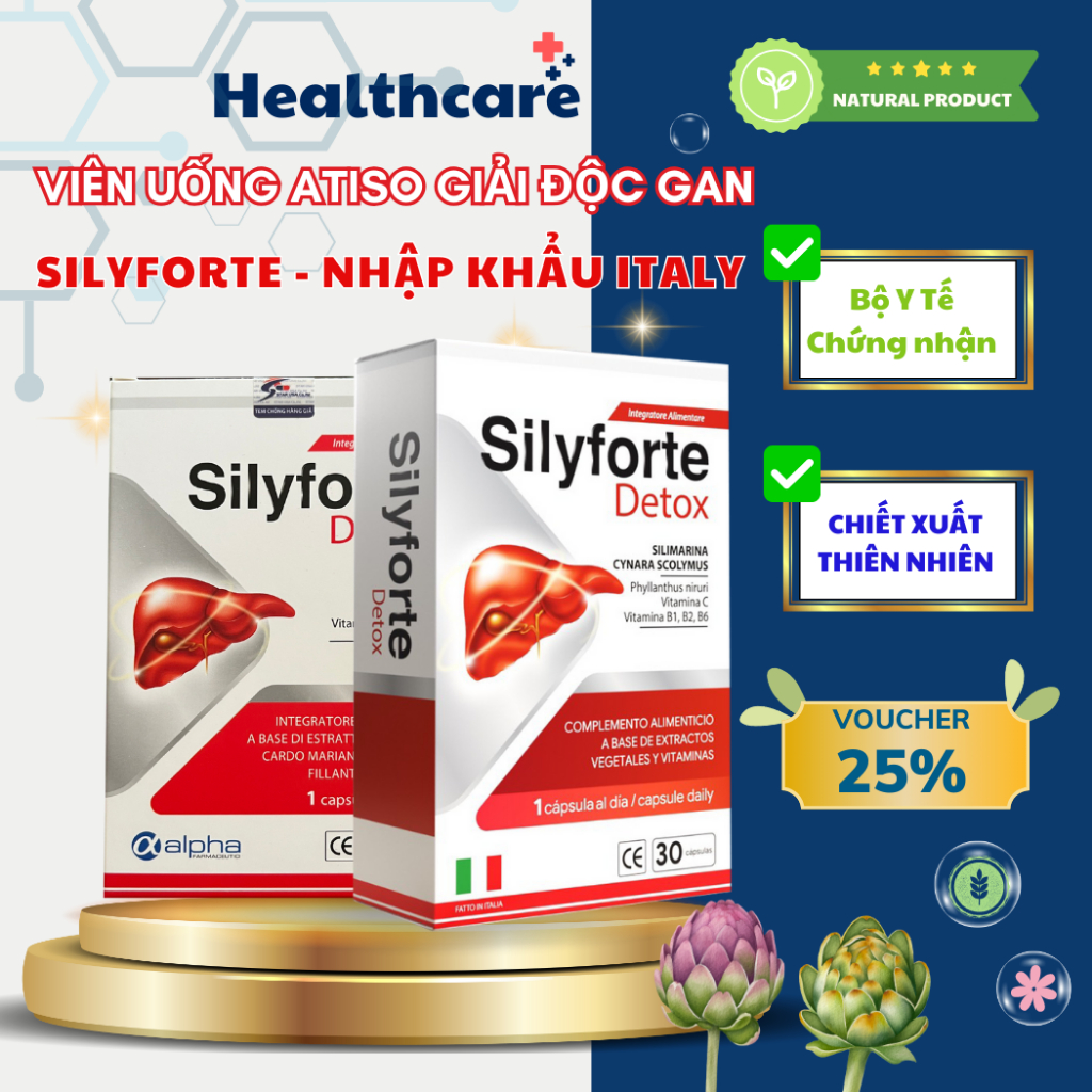 Viên Bổ Gan SILYFORTE DETOX Bổ Sung Silymarin Giải Độc Gan, Hỗ Trợ Chức ...