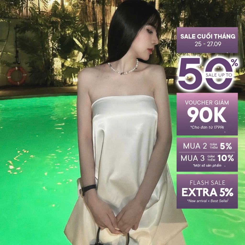 [25.9 UPTO 50% + Mua 3 giảm 10% ] LAPINBLANC Áo Jini chất liệu Lụa gold dáng ngắn đi tiệc đi ...