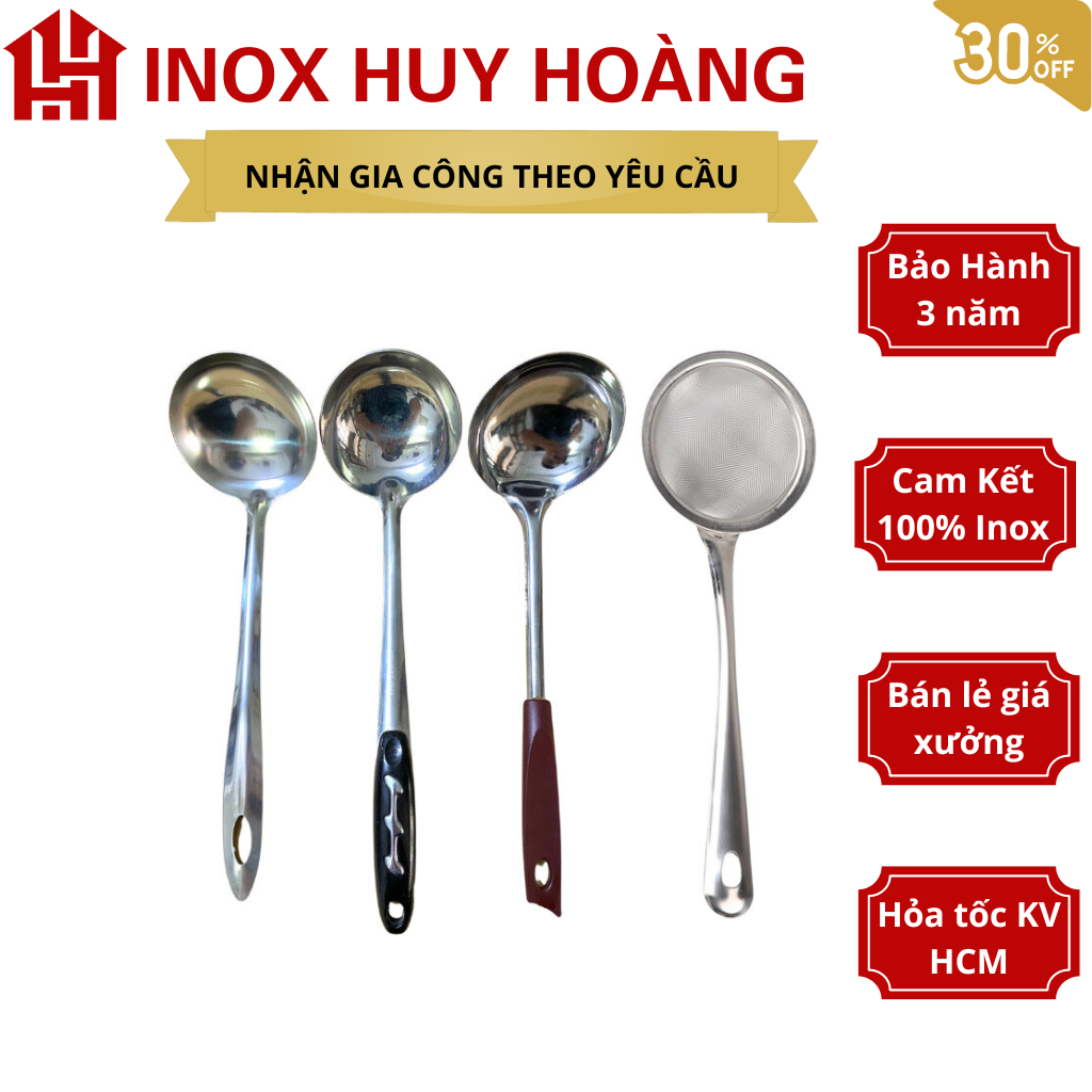 Vá/muôi múc canh 23cm inox nguyên chất các loại , vá canh, vá lẩu, vá ...