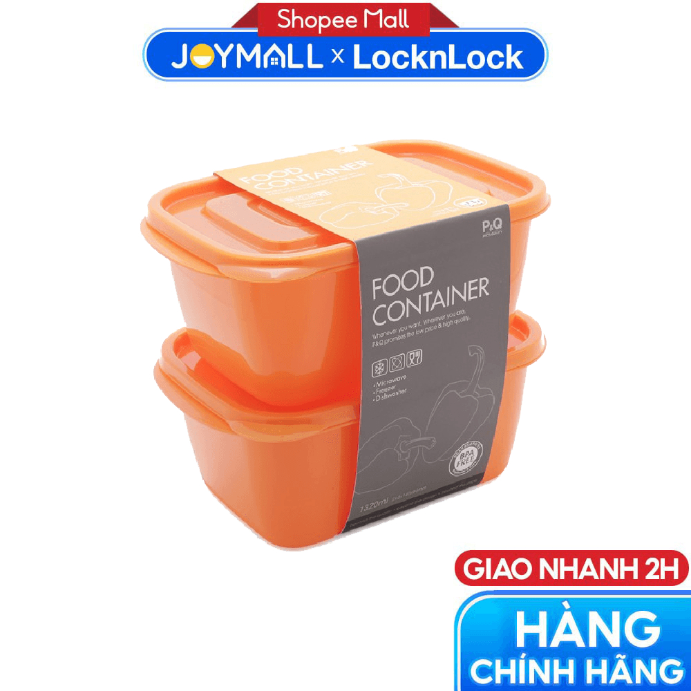 Bộ 2 hộp nhựa bảo quản thực phẩm Food Container LocknLock P-00011Or, Hàng chính hãng, Dung tích ...