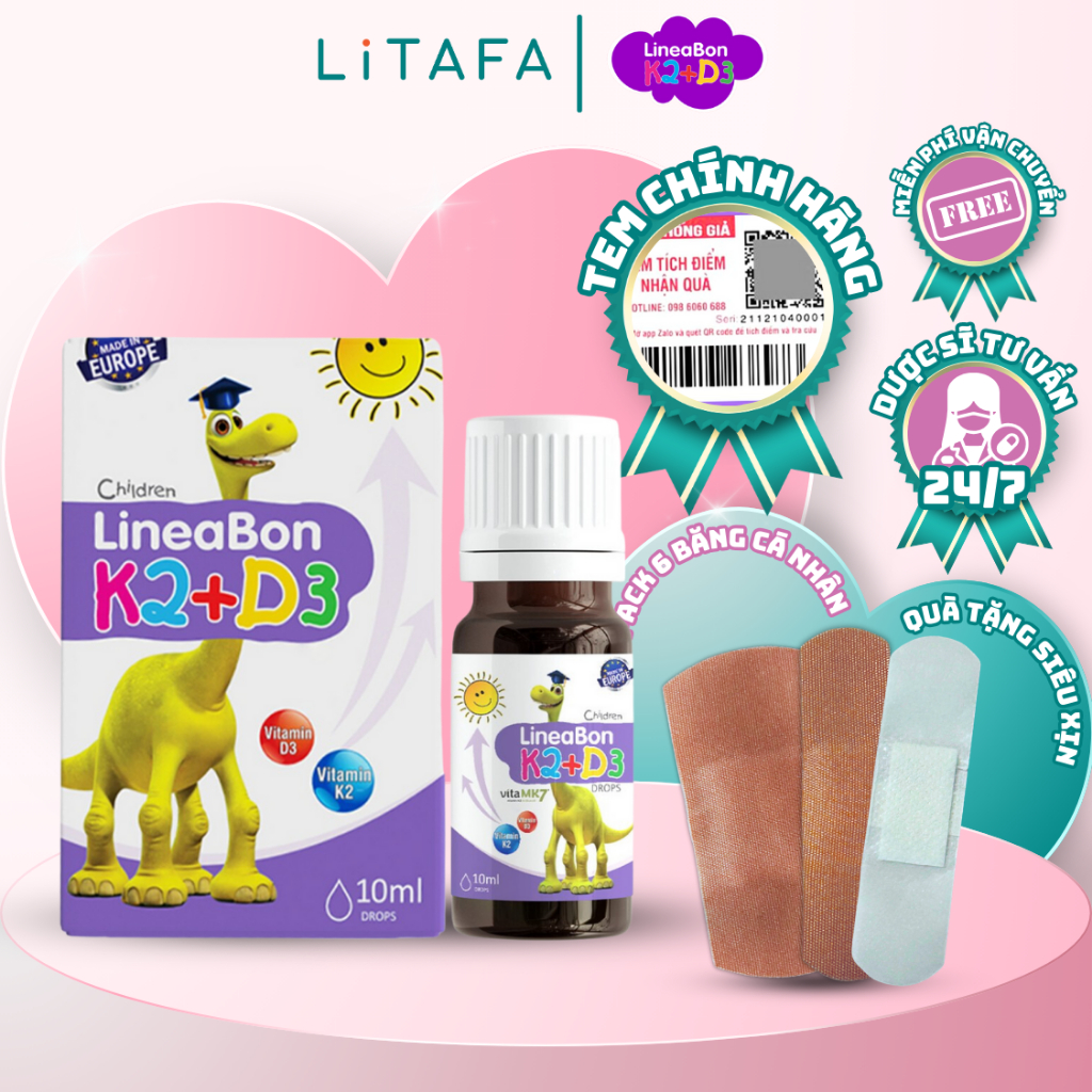 [ BAO CHECK] Lineabon Vitamin D3 K2 10ml - Vitamin Tăng Chiều Cao Cho Bé Chính Hãng LiTAFA ...
