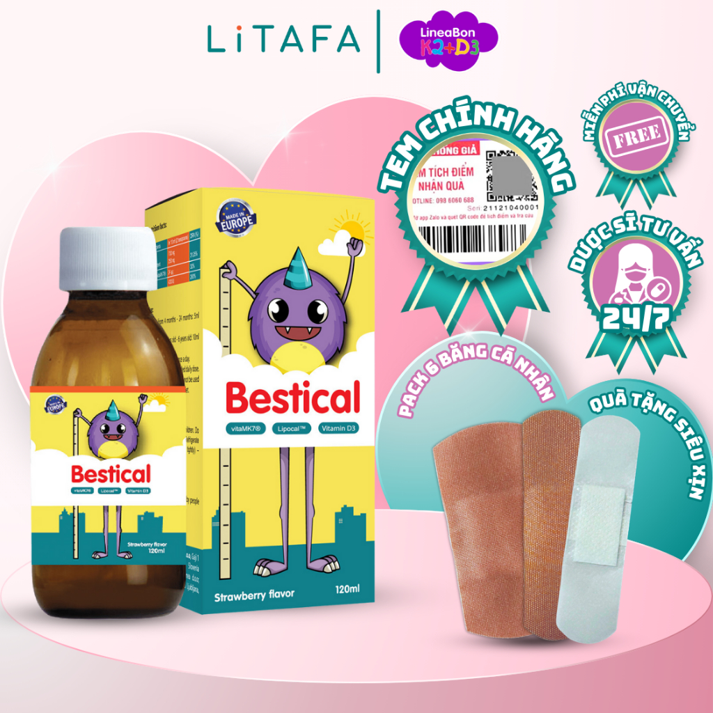 [ BAO CHECK] Siro Canxi Sinh Học Bestical Bổ Sung Canxi Kết Hợp D3K2 ...