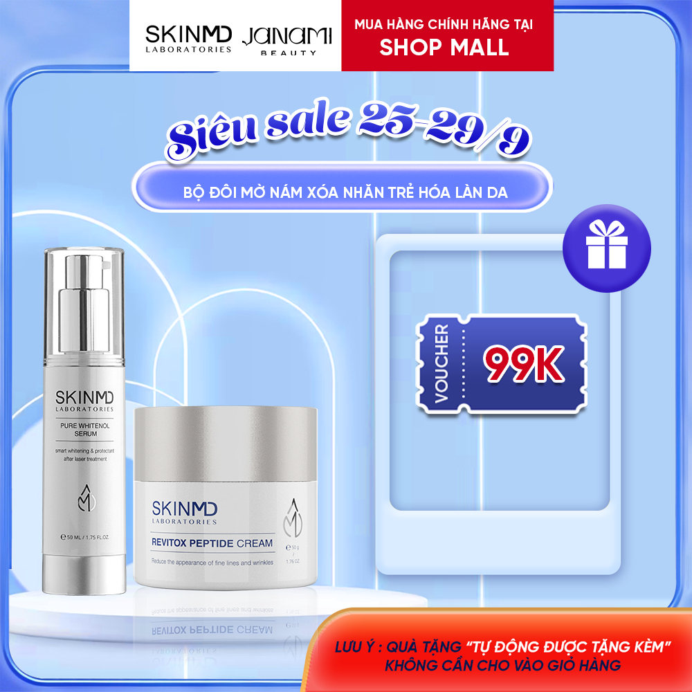 Bộ đôi mờ nám, xóa mờ nếp nhăn và phục hồi tế bào da Skinmd Pure ...