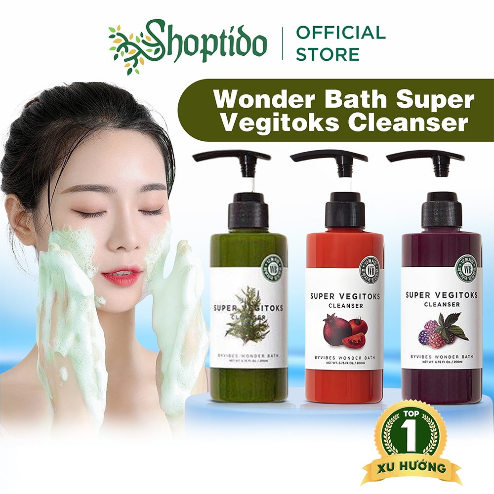 Sữa rửa mặt rau củ super vegitoks cleanser BYVIBES WONDER BATH 300ml NPP Shoptido | Shopee Việt Nam