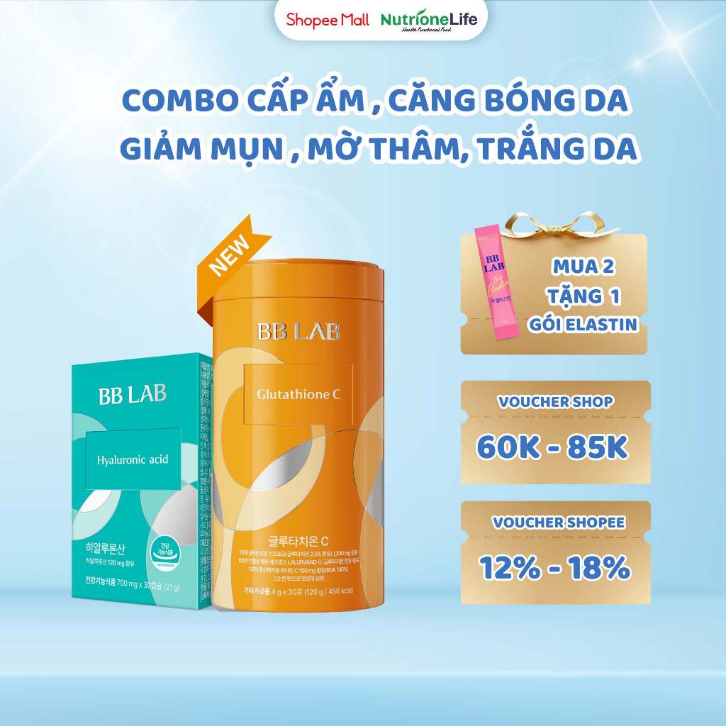 Combo BBLAB Hyaluronicd Acid, Glutathione C Trắng Da, Mờ Thâm, Cấp Ẩm, Giảm Tiết Dầu, Giảm Mụn ...