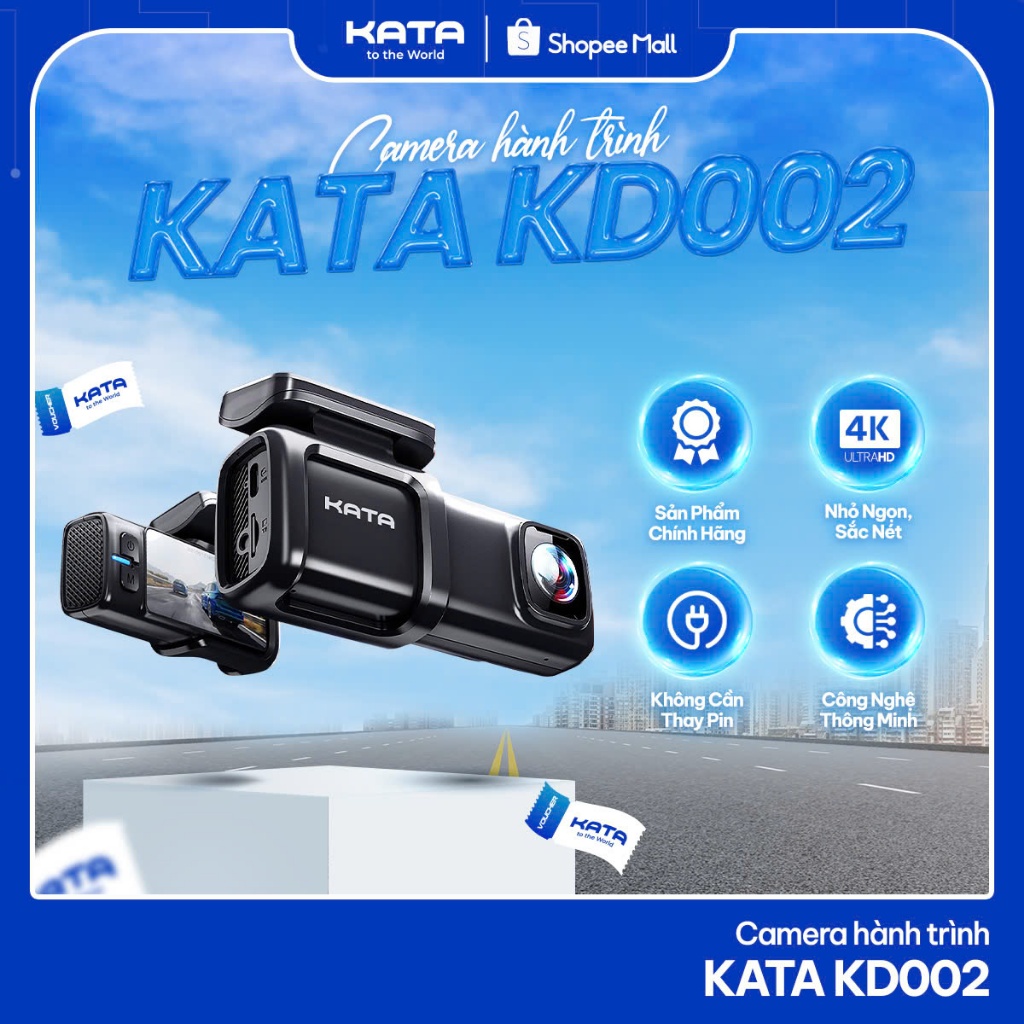Camera hành trình ô tô KATA DASH KD002, Ghi Hình 4K Trước Sau, Tích hợp WIFI, GPS Hiển Thị Tốc ...