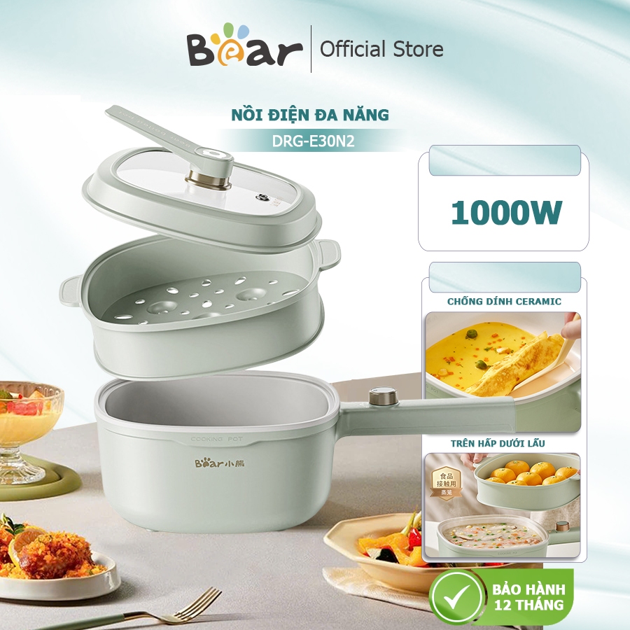 Nồi điện đa năng Bear DRG-E30N2 chống dính CERAMIC cao cấp, Nồi lẩu ...