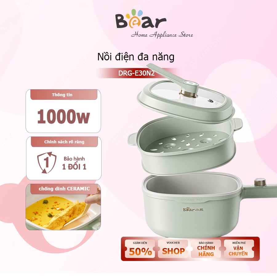 Nồi điện đa năng Bear DRG-E30N2 chống dính CERAMIC Chất lượng cao, dung ...