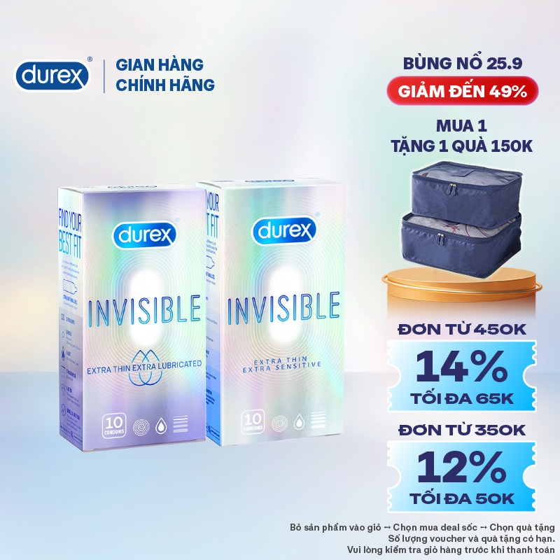 COMBO DUREX INVISIBLE LUBRICATED và DUREX INVISIBLE EXTRA THIN EXTRA ...