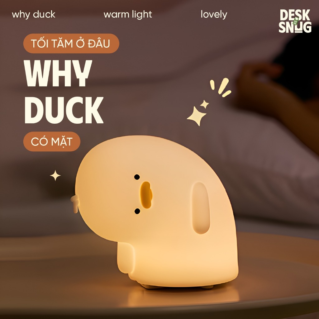 Đèn phát sáng sạc USB Why Duck đèn ngủ, đèn để bàn decor đèn silicon ...