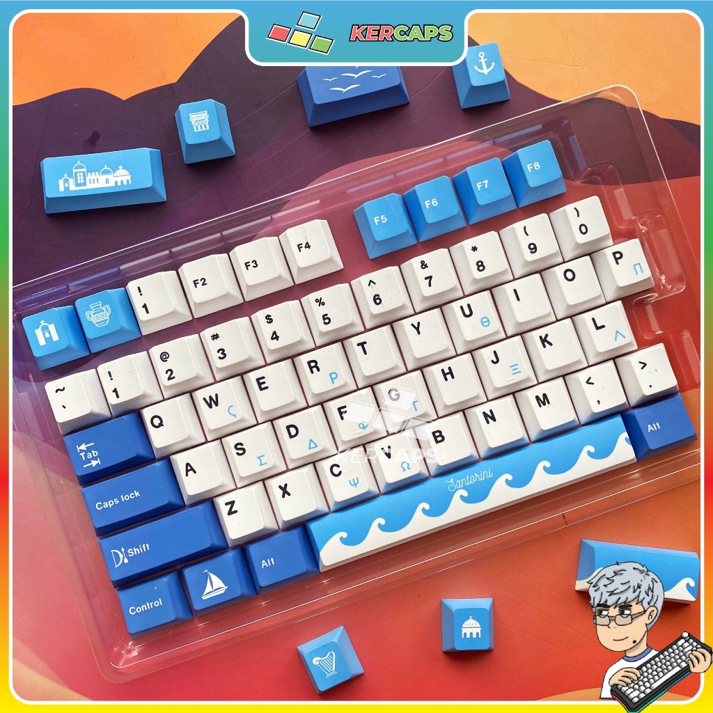 |Keycap| Santorini Deep Sea - Profile cherry, PBT cho Rainy75, Lucky65 ...