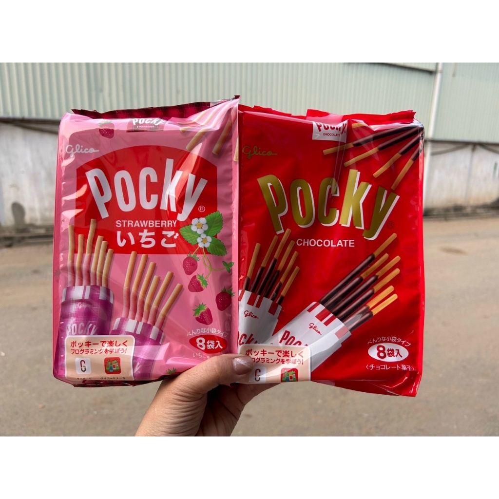 Bánh que Pocky Glico Socola và Dâu Nhật Bản 101.6g túi 8 gói nhỏ | Shopee Việt Nam