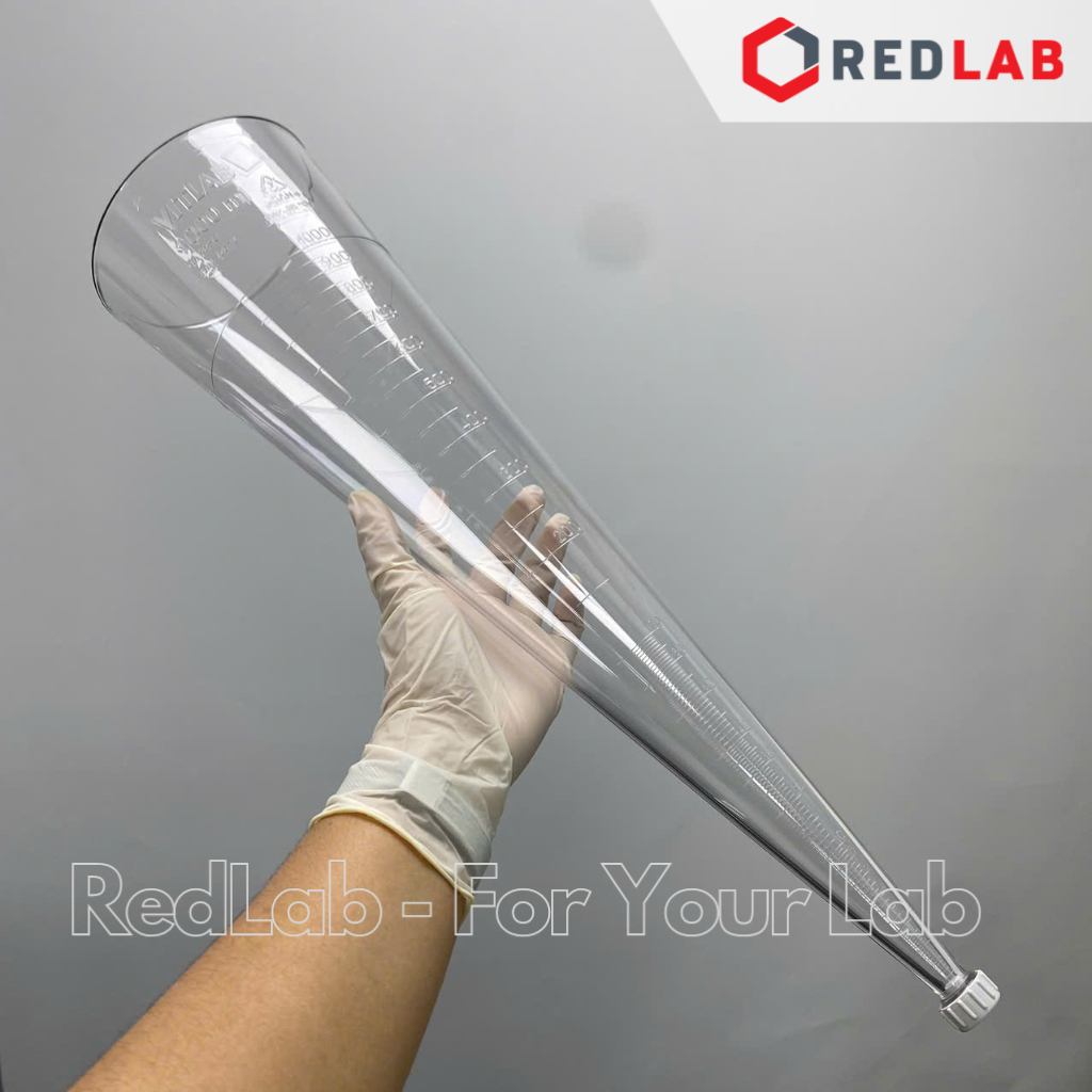 Phễu Imhoff 1000ml VITLAB code 75991, nhựa SAN, khoá PP, chia vạch xác định chất rắn lơ lửng, có ...