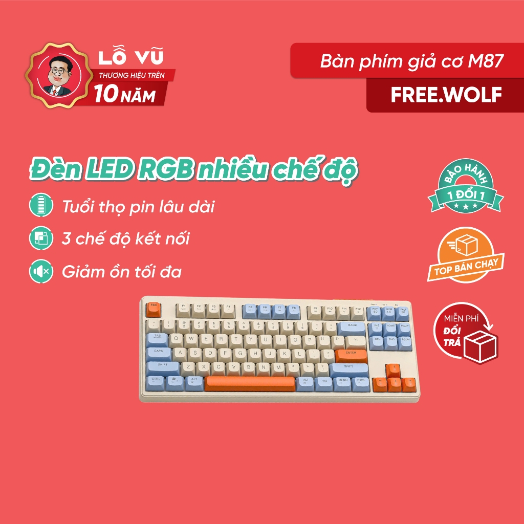 Bàn Phím Không dây Free.Wolf M87 Bluetooth Cảm Giác Cơ Học Chơi Game ...