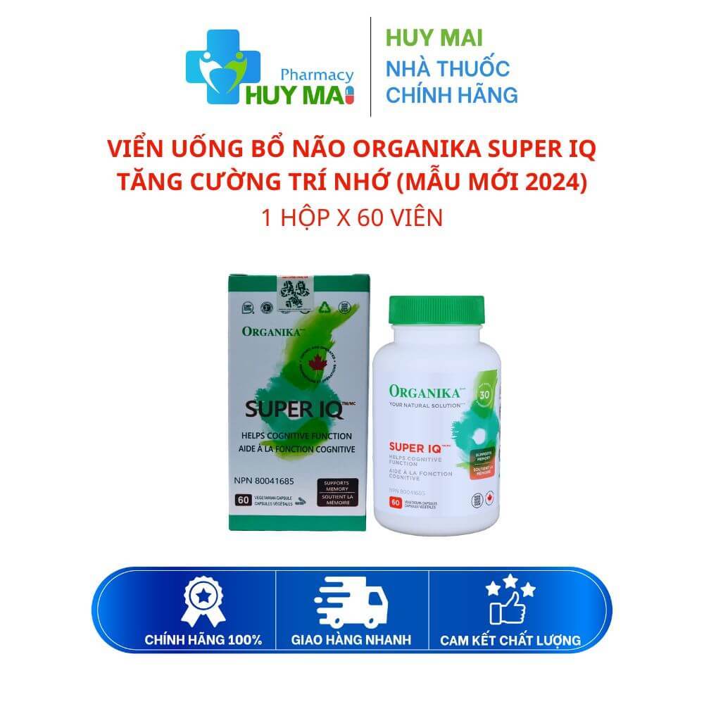 Viên uống bổ não tăng cường trí nhớ Organika Super IQ Hộp 60 viên (Mẫu ...