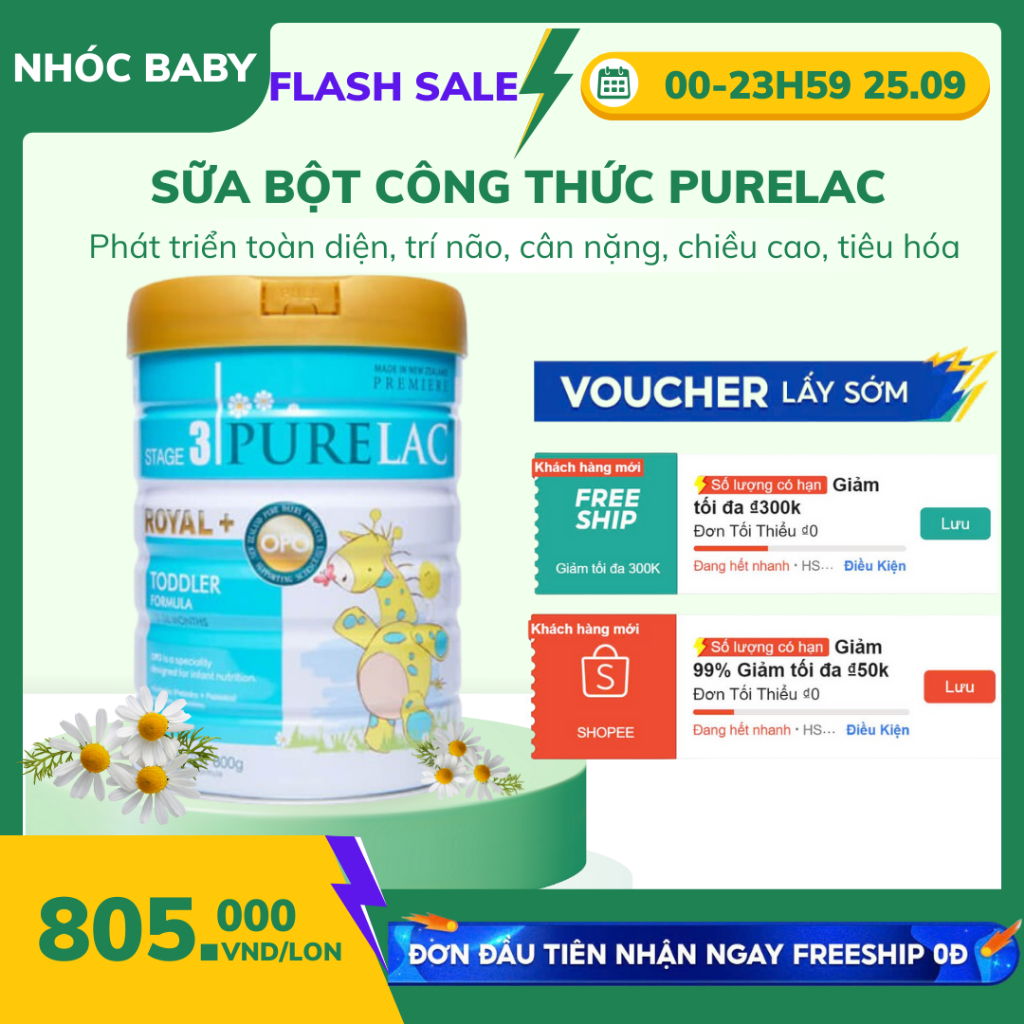 Sữa bột công thức Purelac số 3 Lon 800gr Giúp Bé 12M Trở Lên Phát Triển ...