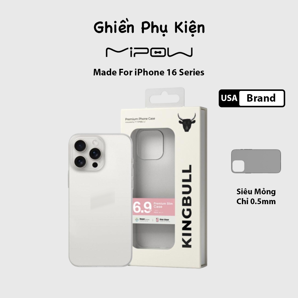 Ốp Lưng Mipow USA Premium Slim Case White For iPhone 16 Series | Shopee ...