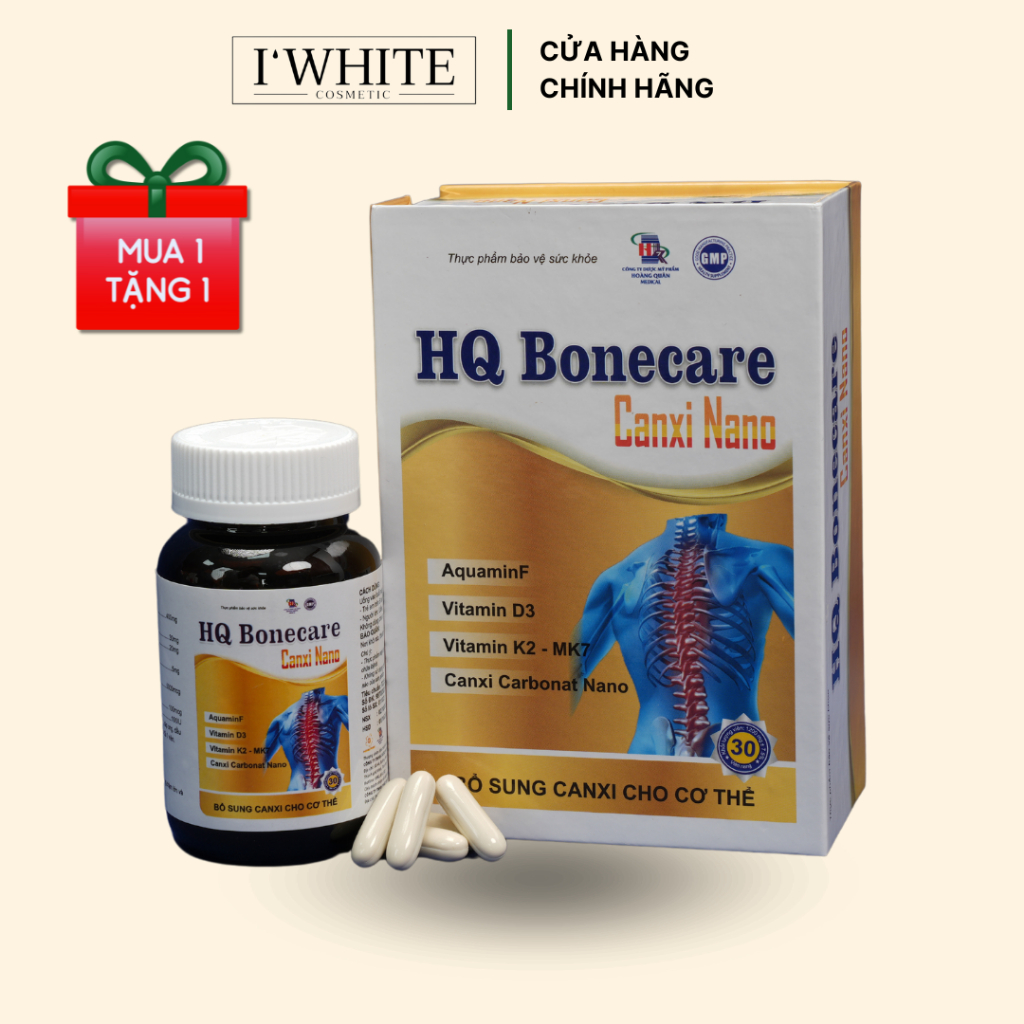 (Mua 1 Tặng 1) Viên Uống Bổ Sung Canxi HQ Bonecare Canxi Nano - Hỗ Trợ Xương Chắc Khỏe (Hộp 30 ...