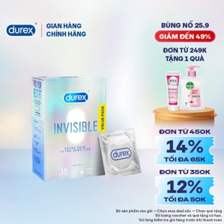 Bao Cao Su Durex Invisible Siêu Mỏng, Size 52 mm, Hộp 16 Bao Mới Ra Mắt - Hộp Lớn Siêu Tiết Kiệm ...
