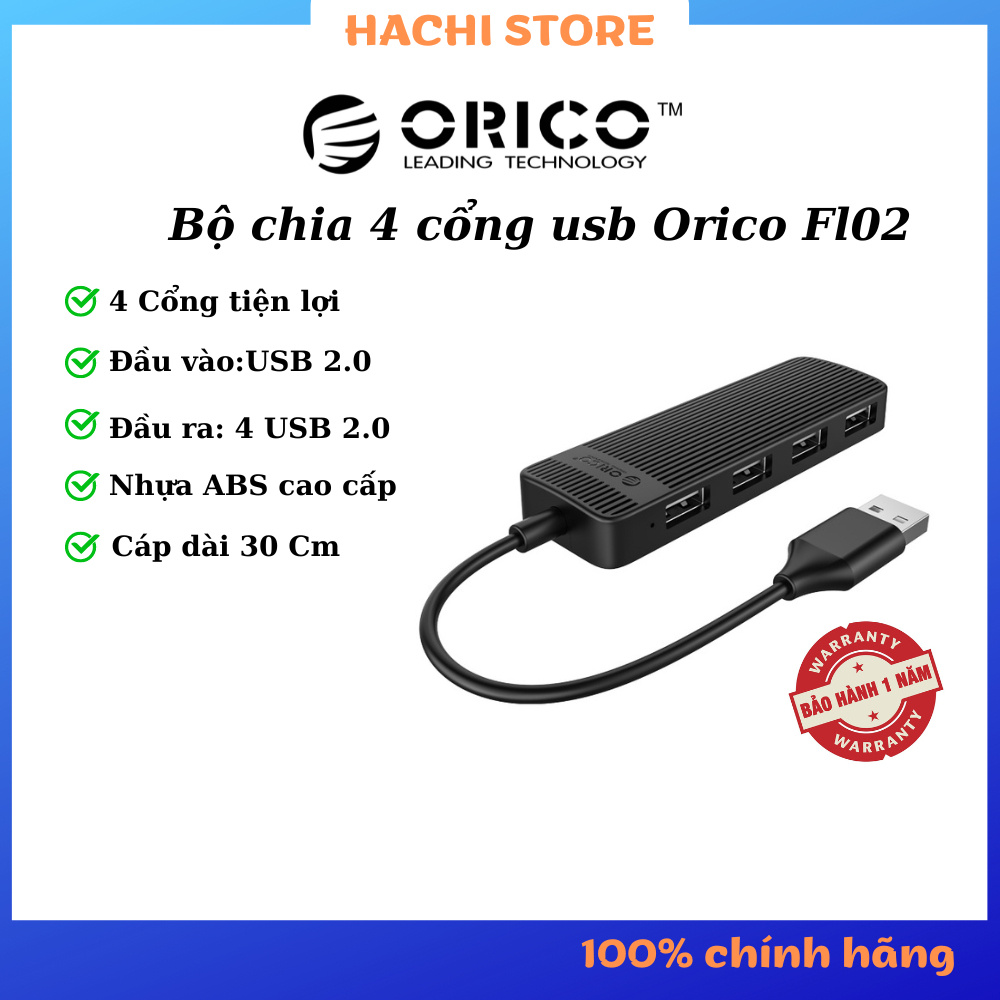 Bộ chia USB Hub 2.0 Orico FL02 4 Cổng - Hàng Chính Hãng | Shopee Việt Nam