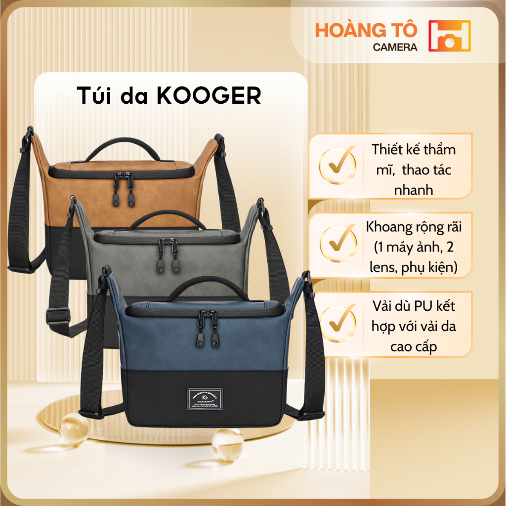 Túi đeo chéo bằng da đựng máy ảnh KOOGER chống sốc | Shopee Việt Nam