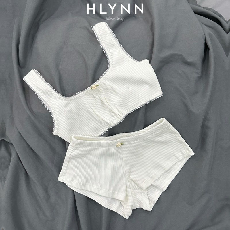 Set đồ ngủ tí hon thun gân viền ren m309 | Shopee Việt Nam