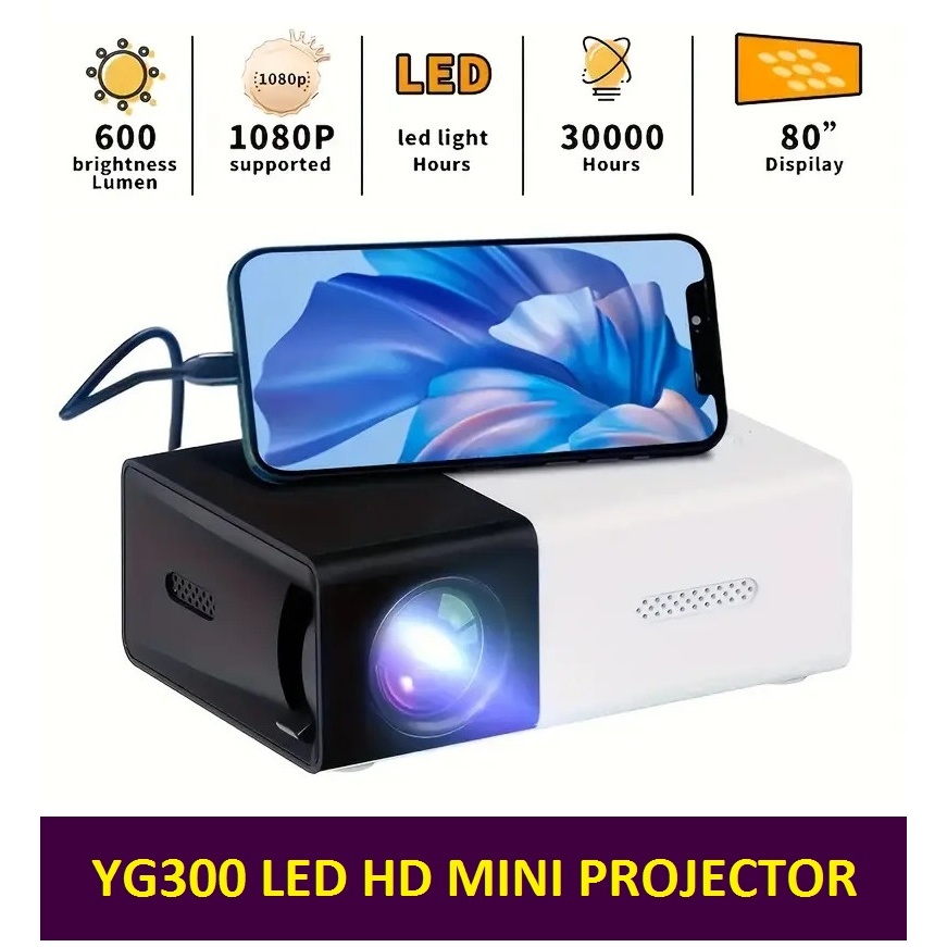 Máy Chiếu Mini LED Projector YG300 FHD 1080P 16 Triệu Màu Kết Nối HDMI ...
