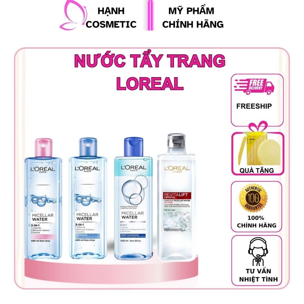 [MUA 1 TẶNG 1 - QUÀ GIỚI HẠN] Nước Tẩy Trang L'oreal Dành Cho Da Dầu, Da Nhạy Cảm, Làm Sạch ...