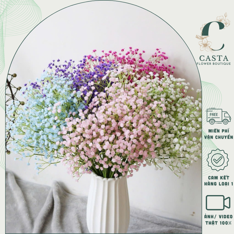 Hoa Baby Giả CASTA FLOWER cao 60cm, Hoa BaBy Cao Su Trang Trí Lọ Hoa Để ...
