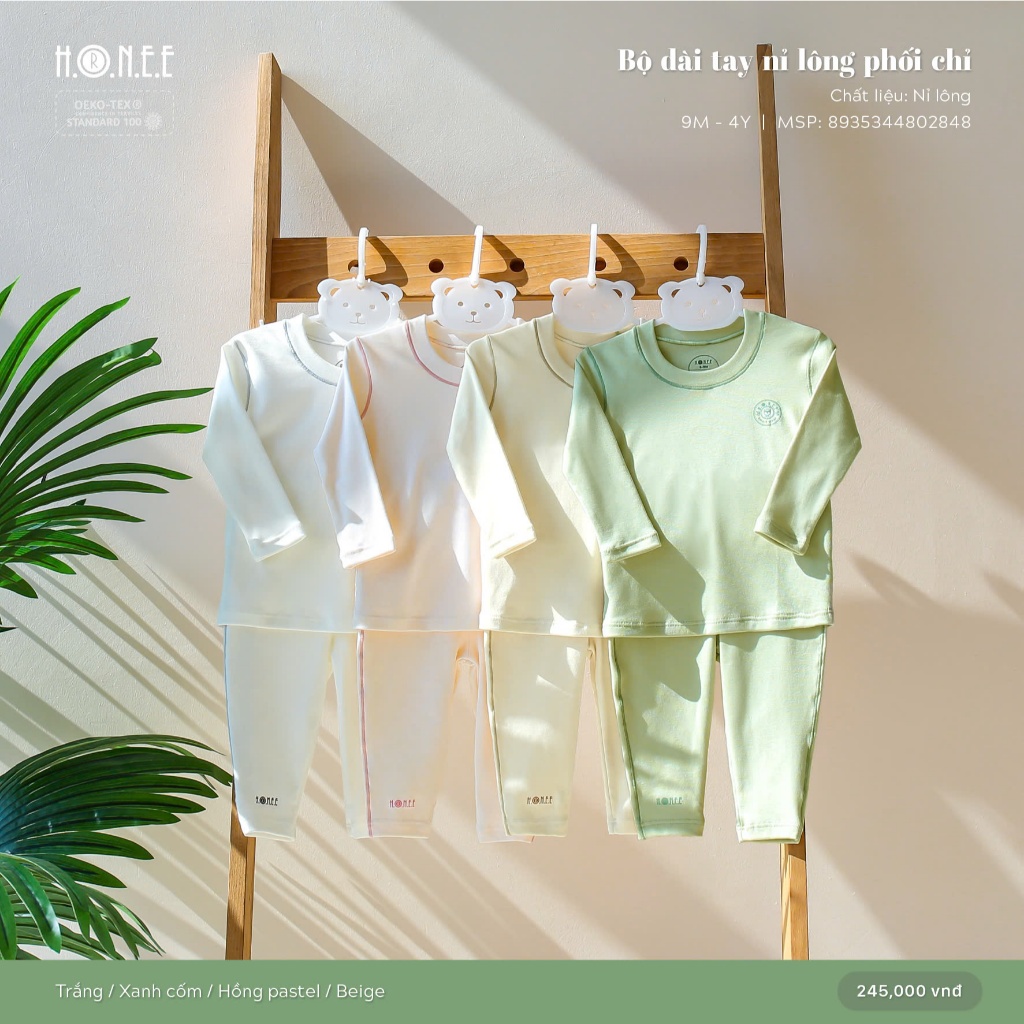 [CHÍNH HÃNG] Bộ quần áo dài tay nỉ lông phối chỉ cao cấp trẻ em Hrnee ...