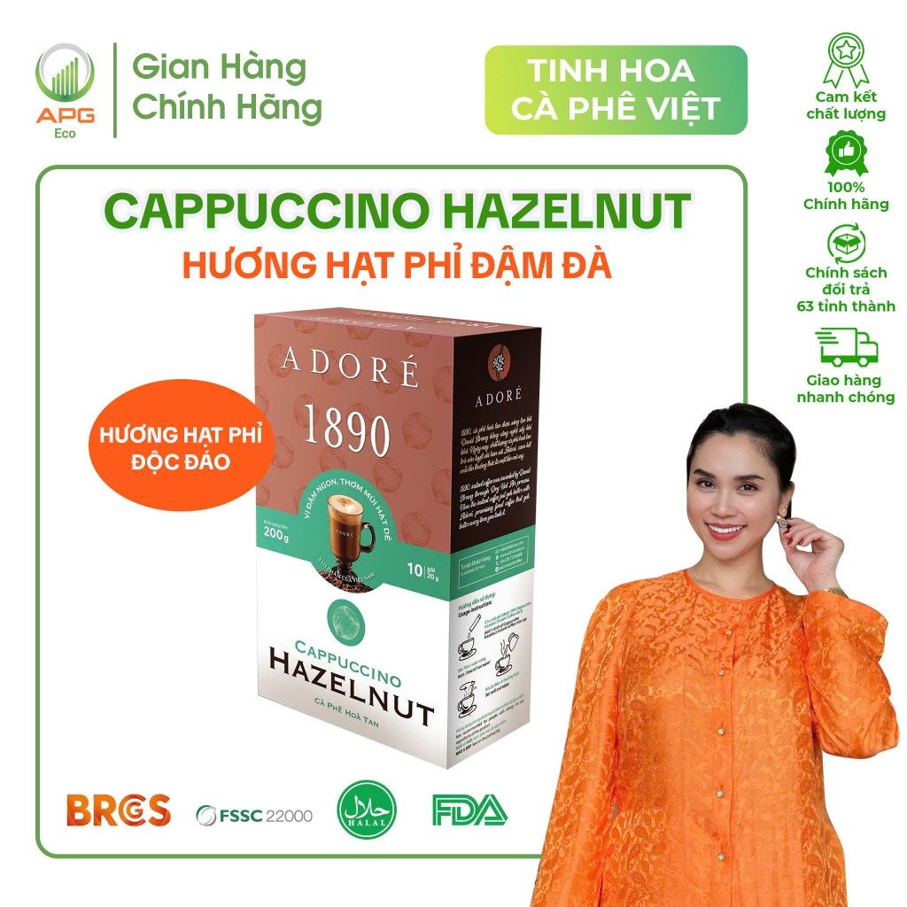 Cà Phê Hòa Tan ADORÉ 1890 Cappuccino Hazelnut Hương Hạt Dẻ Vị Đậm Đà ...