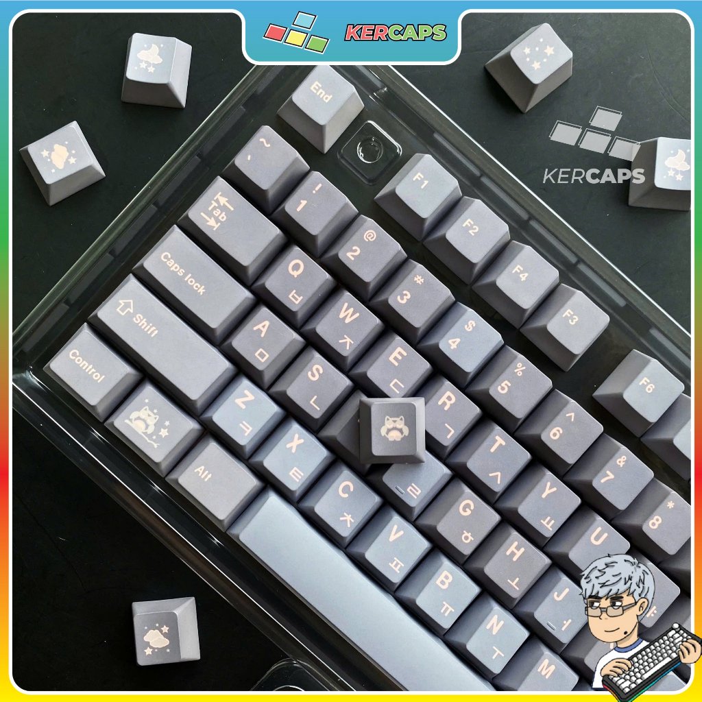 |Keycap| Silver Night Owl - Profile cherry, PBT cho Rainy75, Lucky65 ...