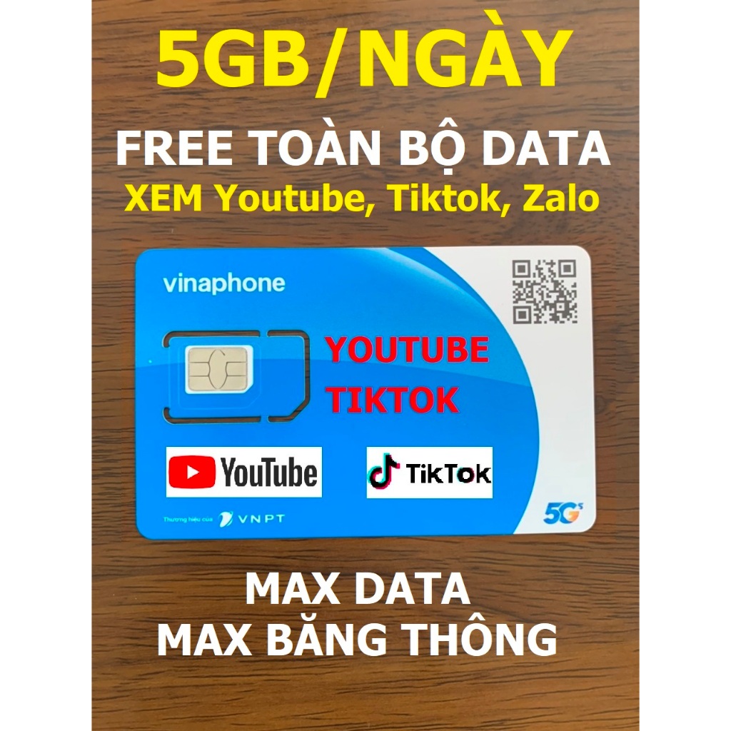 Sim 4G Vinaphone Big50y 5Gb/ngày, gia hạn 50k/tháng (free data 24/24 khi dùng du-típ, top-top ...