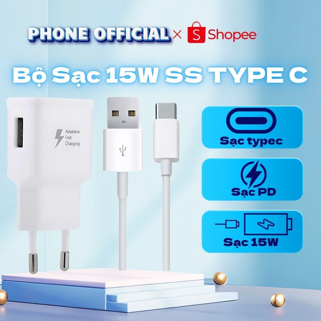 Bộ Sạc Nhanh Ss 15W USB Type C – Cáp và Củ Sạc Cho Điện Thoại Samsung và Thiết Bị Gia Dụng ...