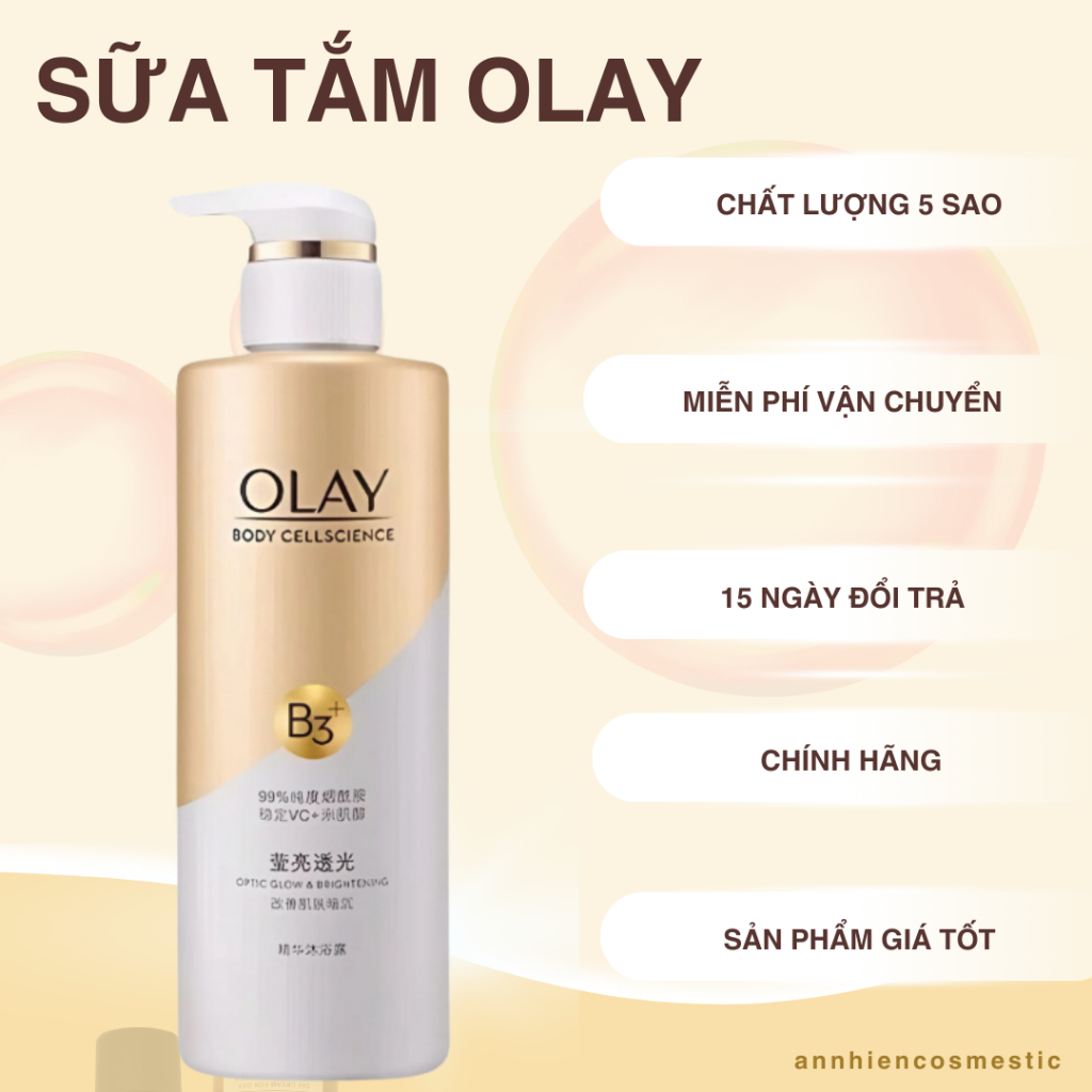 [MUA 1 TẶNG 1] Sữa tắm OLAY B3+Vitamin C 500ml siêu dưỡng trắng da, cấp ...