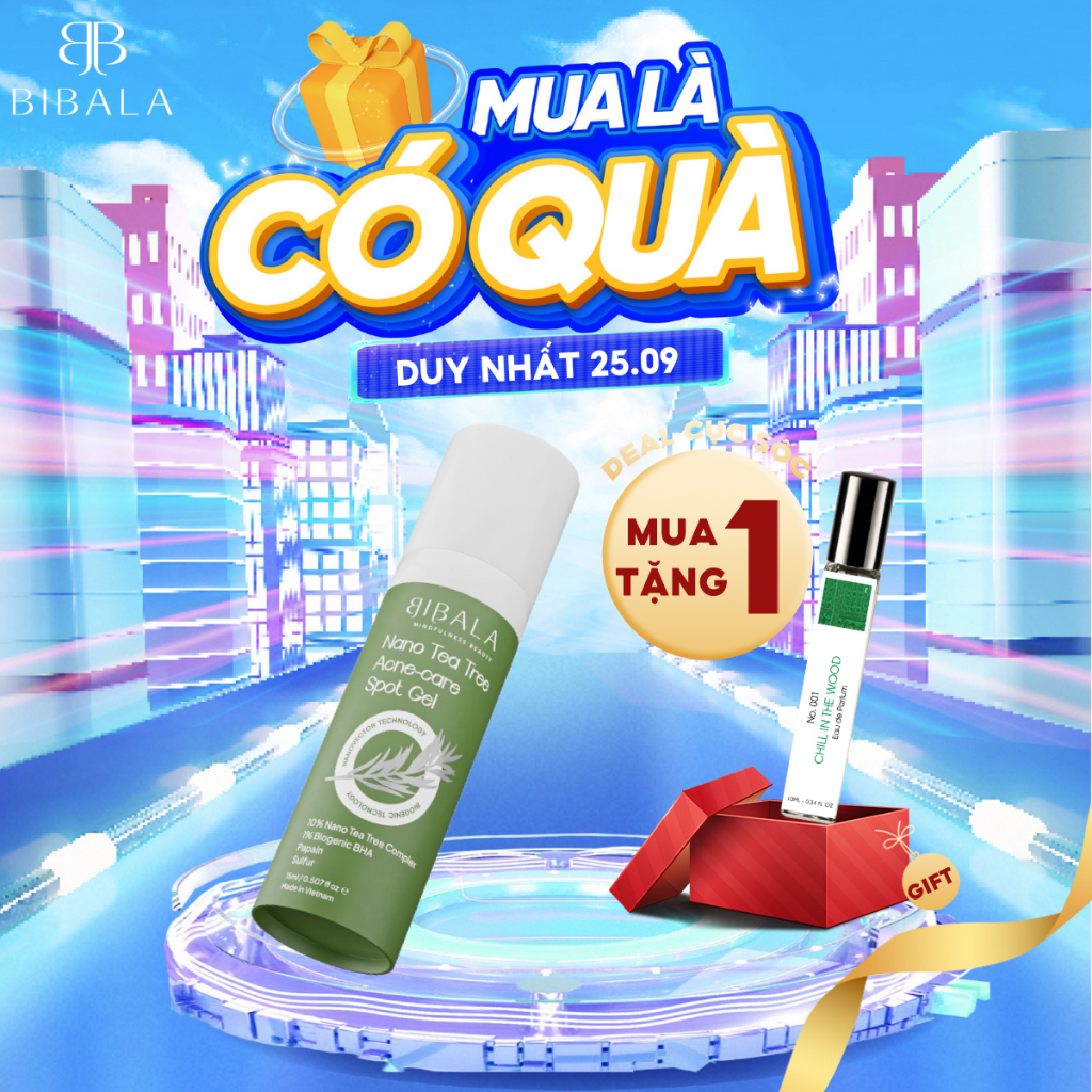 [MỚI] GEL Chấm mụn Tràm Trà làm dịu, Giảm sưng tấy, Ngăn mụn mới, Ngừa sẹo BIBALA NANO TEA TREE ...