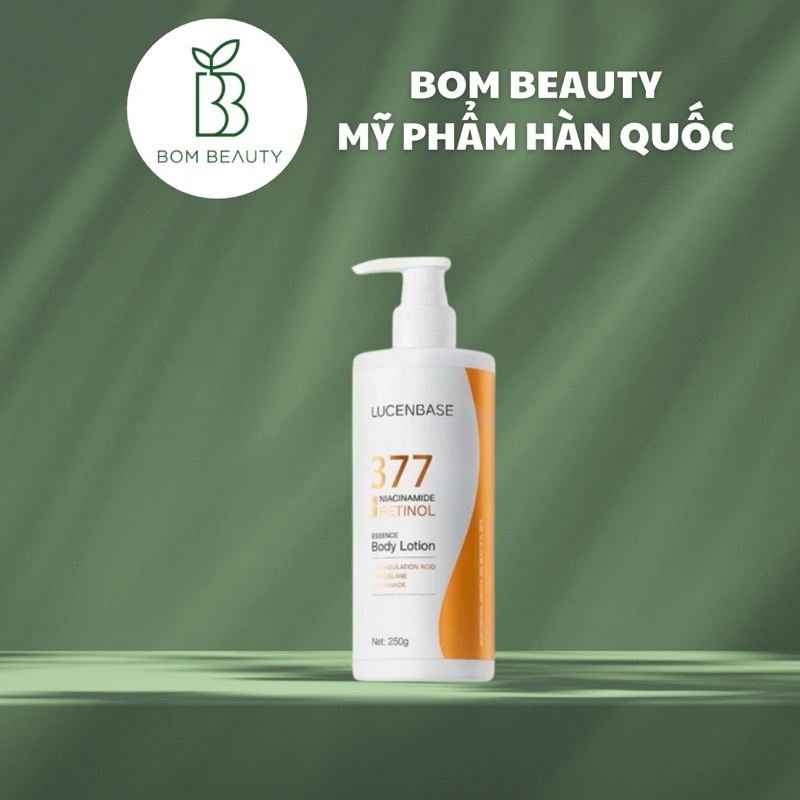 Sữa dưỡng thể, kem ủ sáng da body 377 Niacinamide Retinol LUCENBASE 250ml | Shopee Việt Nam