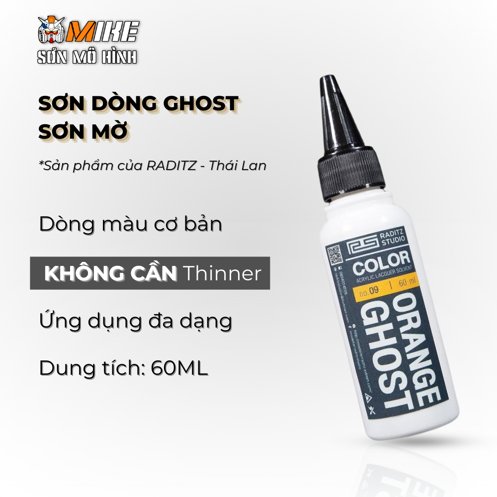 SƠN MỜ Raditz Studio Ghost Sơn Mờ 60ml, sơn pha sẵn Thái Lan dòng màu Ghost cơ bản không cần ...