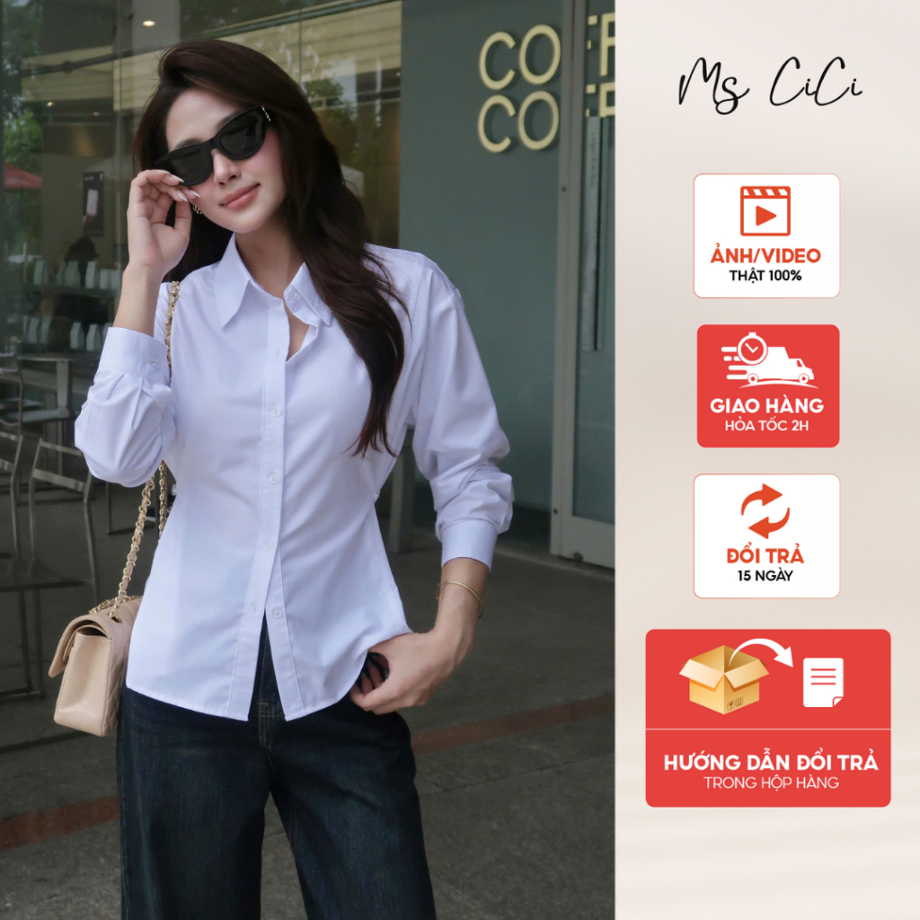 Sơ mi kẻ cổ đức Midori Shirt by CiCi thiết kế cúc cài eo phá cách, biến ...
