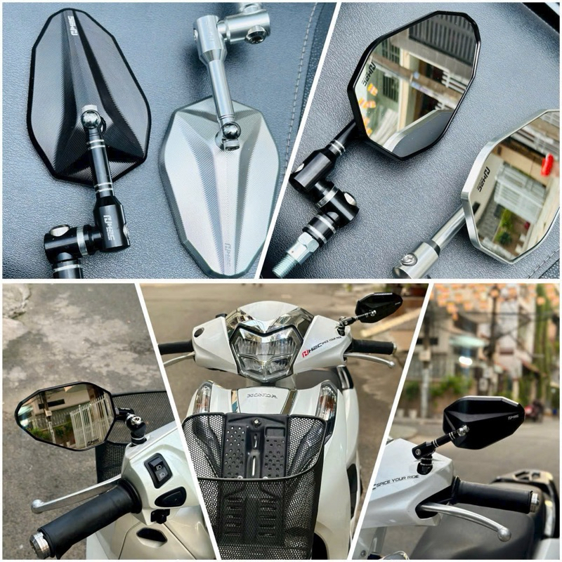 Gương, kính H2C Mview V2 Full nhôm CNC chân xoay 360 độ | Shopee Việt Nam