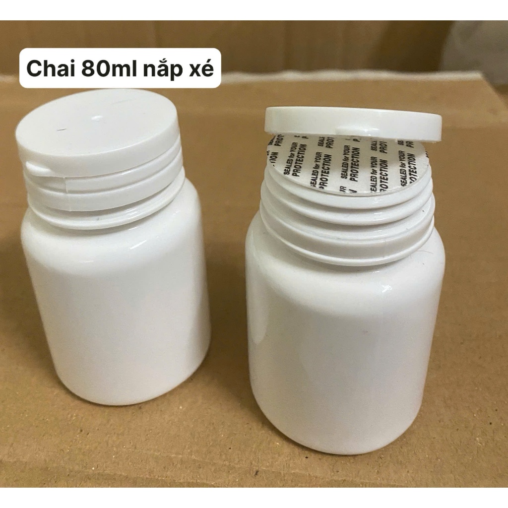 CHAI NẮP XÉ 50ML-80ML ĐỰNG VIÊN NANG,BỘT HDPE ĐI KÈM MÀNG SEAL DÍNH+HÚT ...