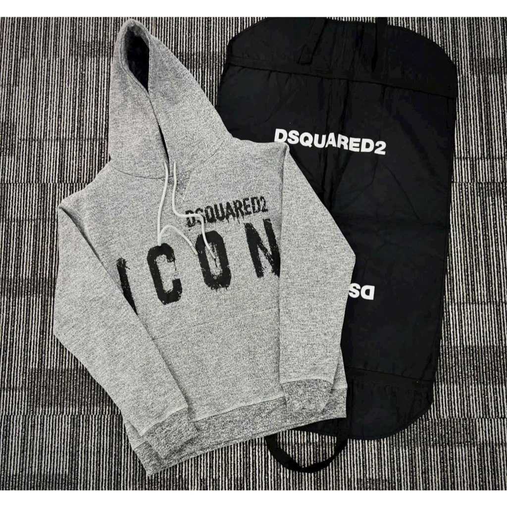 Áo Nỉ Hoodie Nam Nữ ICon Dsq Xám Đen Nỉ Bông Dầy Dặn Họa Tiết In Chữ ...