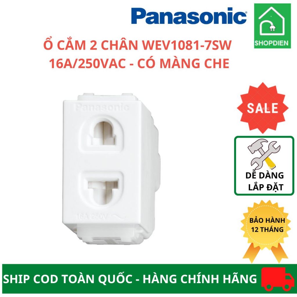 [Hàng chính hãng] Ổ cắm đơn 2 chân có màn che / Socket 2P WEV1081-7sw ...