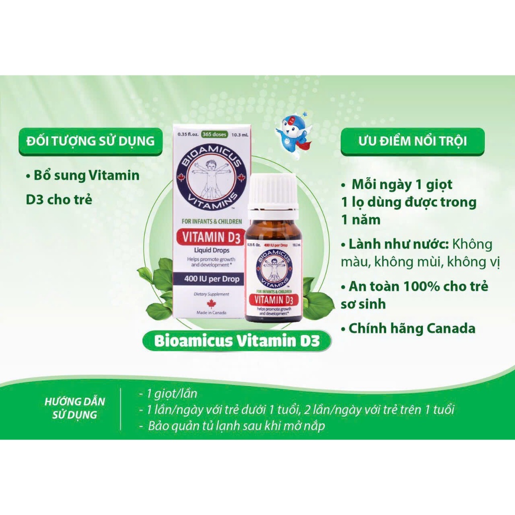 [ Tăng 1 lọ D-nee] Vitamin D3 BioAmicus Complete BAO CHAU BABY giúp bổ ...