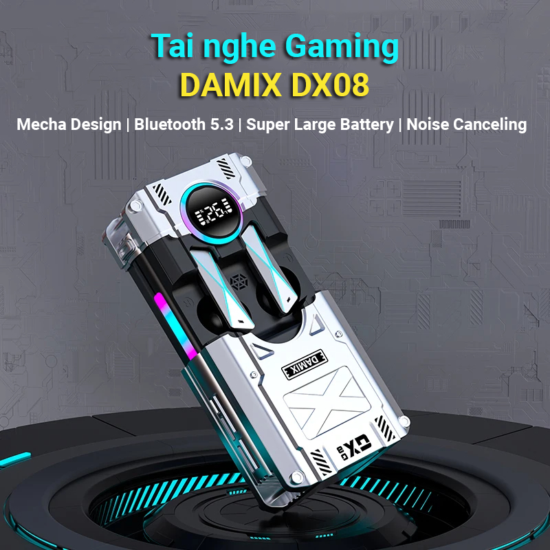 Tai nghe bluetooth Gaming DX08 - Bluetooth 5.3 - Phong cách Mecha - Pin ...