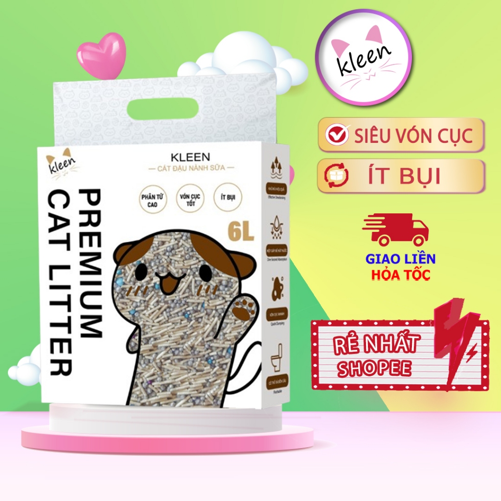 Cát vệ sinh cho mèo Đậu Nành Mix Đất Sét Kleen Cat 6L - CM21 | Shopee ...