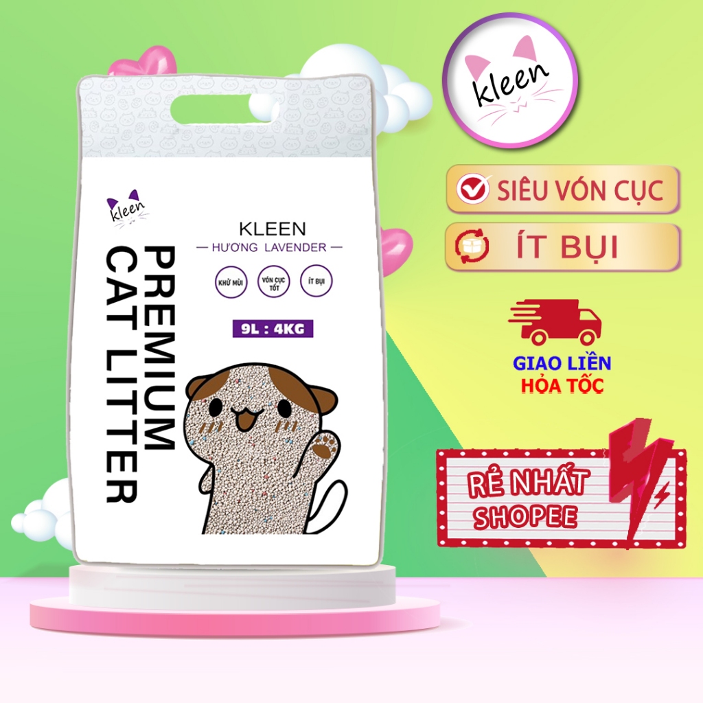 Cát Mèo Kleen túi 9l - 4kg, Cát Vệ Sinh Mèo Kleen Siêu Vón Cục Túi Có ...